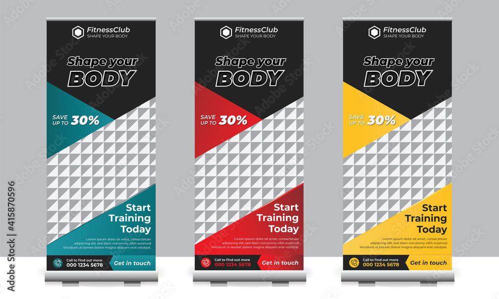 Poster Fitness Roll up banner design , Retractable banner design – Wall ...