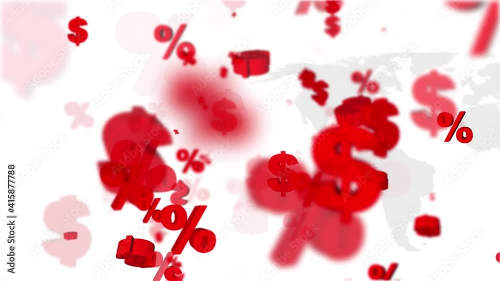 Dollar Currency symbol Falling.Dollars are falling on a black ...