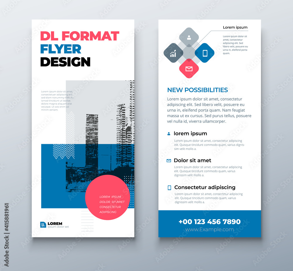 DL flyer design layout. Black Blue DL Corporate business template for ...