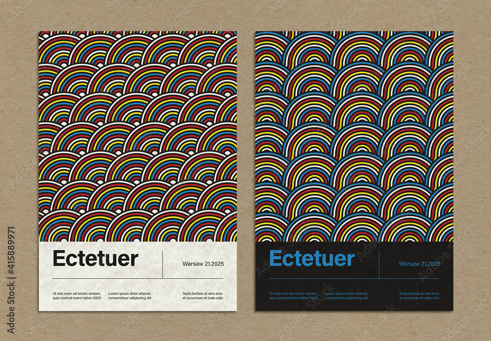 Vintage Poster Design Layout with Circle Lines Pattern Stock Template ...