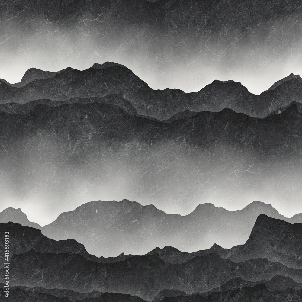 Seamless gray mountains fading into fog. High quality illustration ...