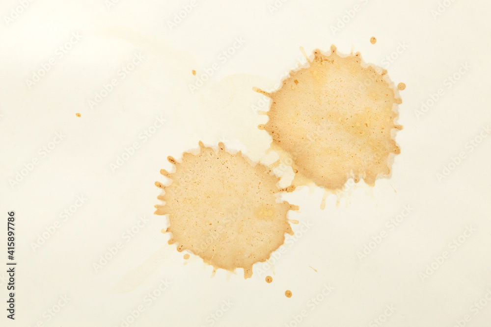Coffee spots on white paper Stock Photo | Adobe Stock