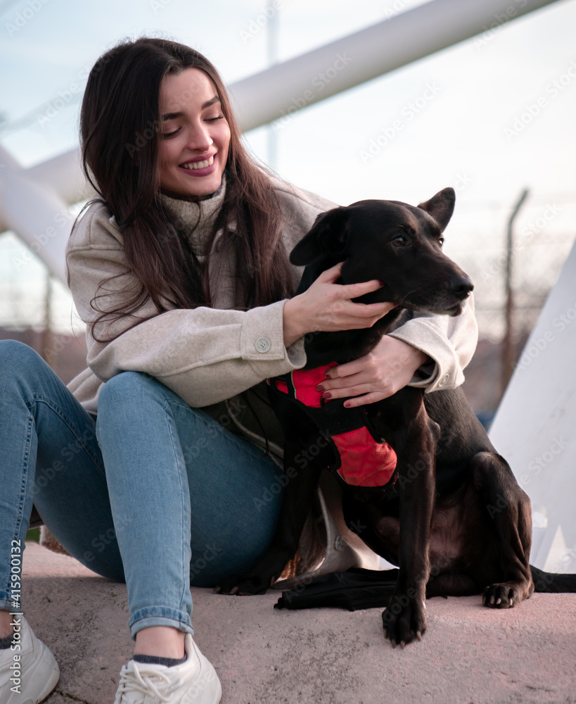 pet, dog, women, attractive, animals, fun, sunny, hugging, smiling ...