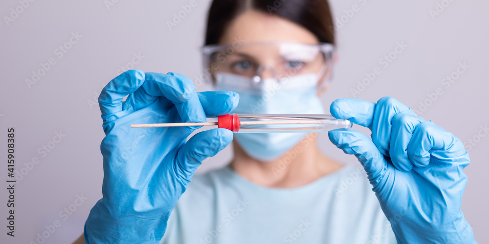 Doctor holding test kit for PCR testing virus covid19. Coronavirus ...