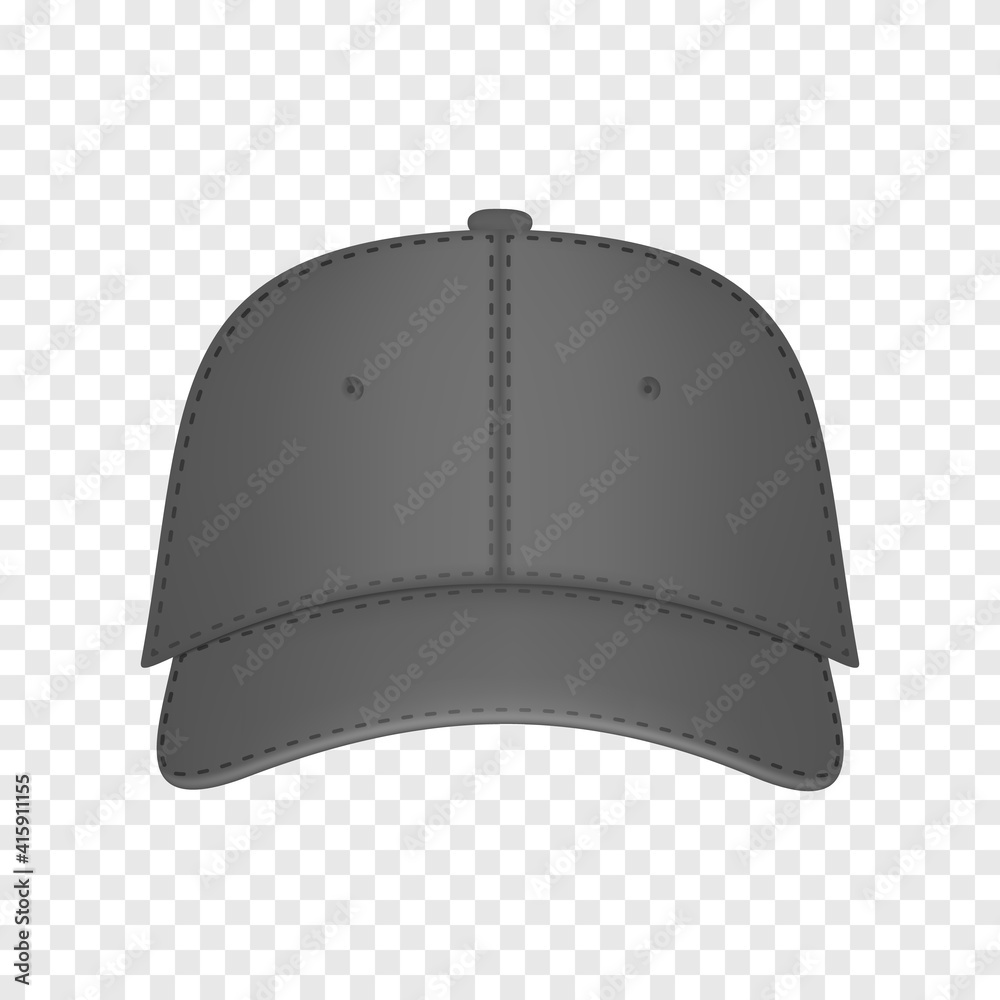 Gray baseball cap. Realistic front side view white baseball cap ...