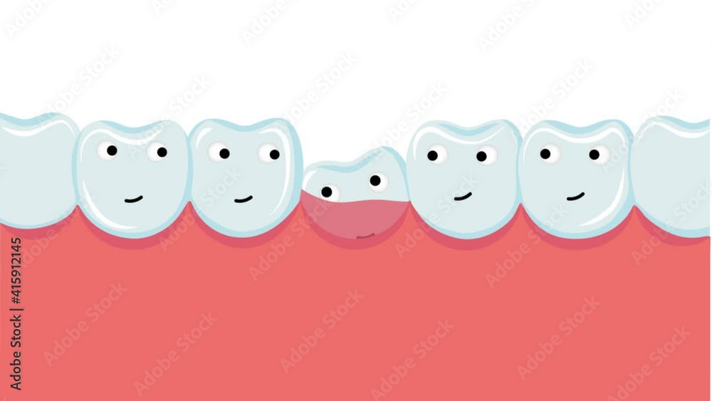 Dental vector cartoon in flat style. The process of tooth growth is ...