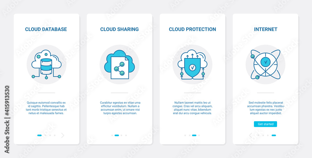 Cloud Database Protection Safety Technology Vector Illustration Ux Ui Onboarding Mobile App
