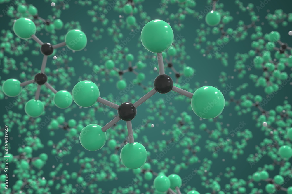 Halothane molecule. Ball-and-stick molecular model. Chemistry related ...