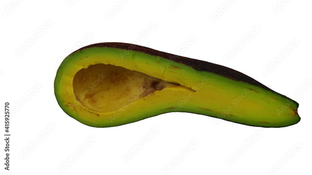 Realistic render of a rotating half Long Neck (Russell) Avocado without ...