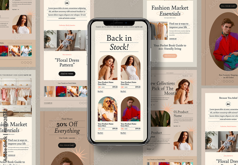 Fashion Email Newsletter Layout Stock Template | Adobe Stock