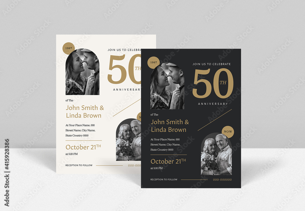 Wedding Anniversary Invitation Layout Stock Template | Adobe Stock