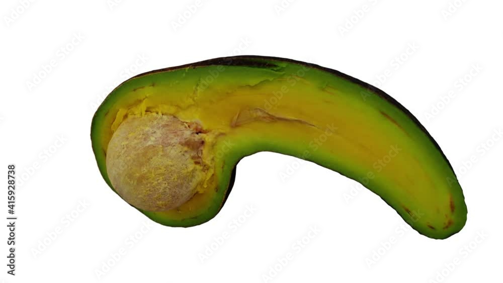 Realistic render of a rotating half Long Neck (Russell) Avocado with ...