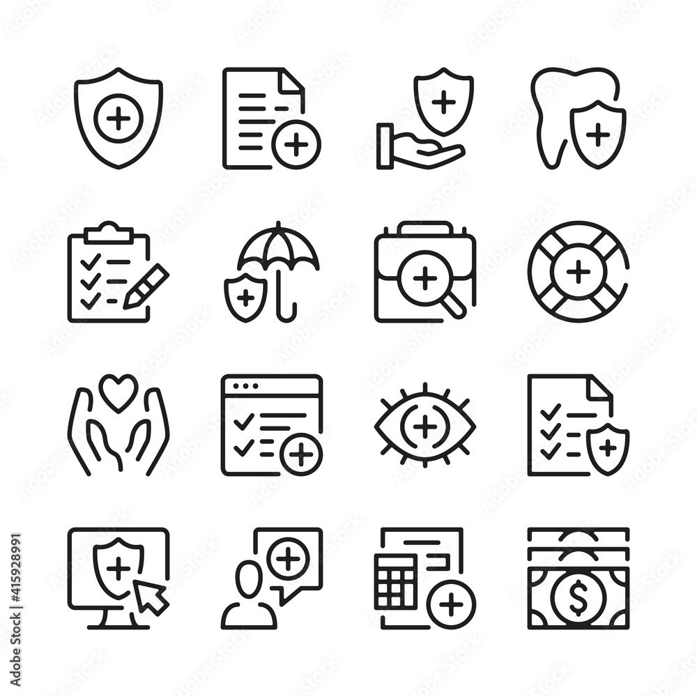 Health insurance line icons set. Modern graphic design concepts, simple ...