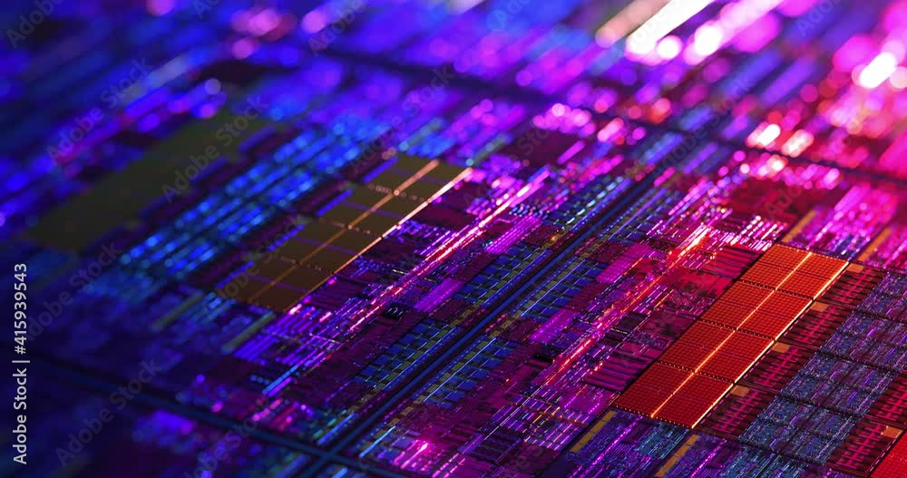 Futuristic die chip processor technology background. CPU, GPU, CMOS ...