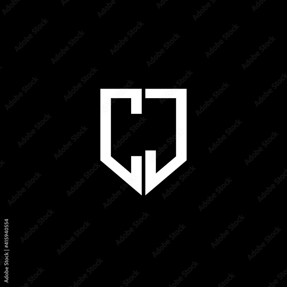 Vettoriale Stock CJ letter logo design with black background in ...