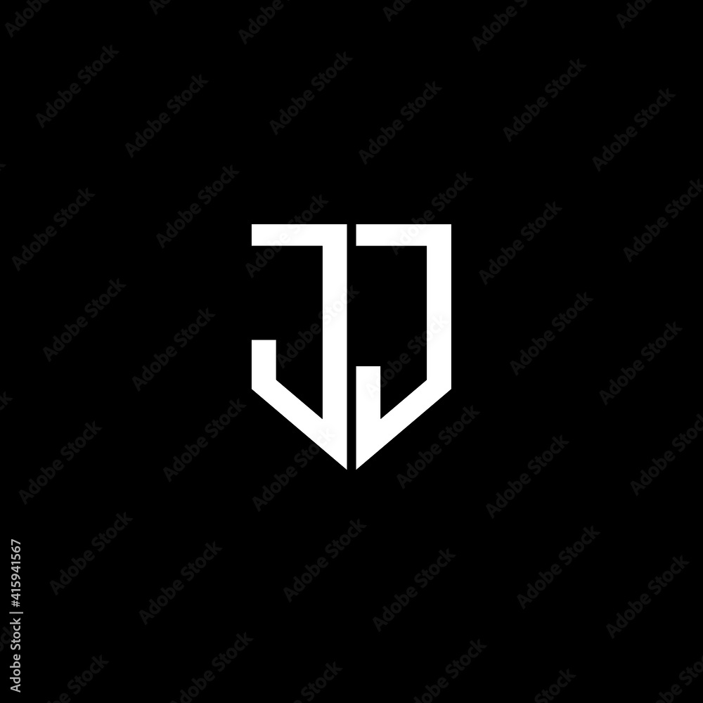 Vetor do Stock: JJ letter logo design with black background in ...