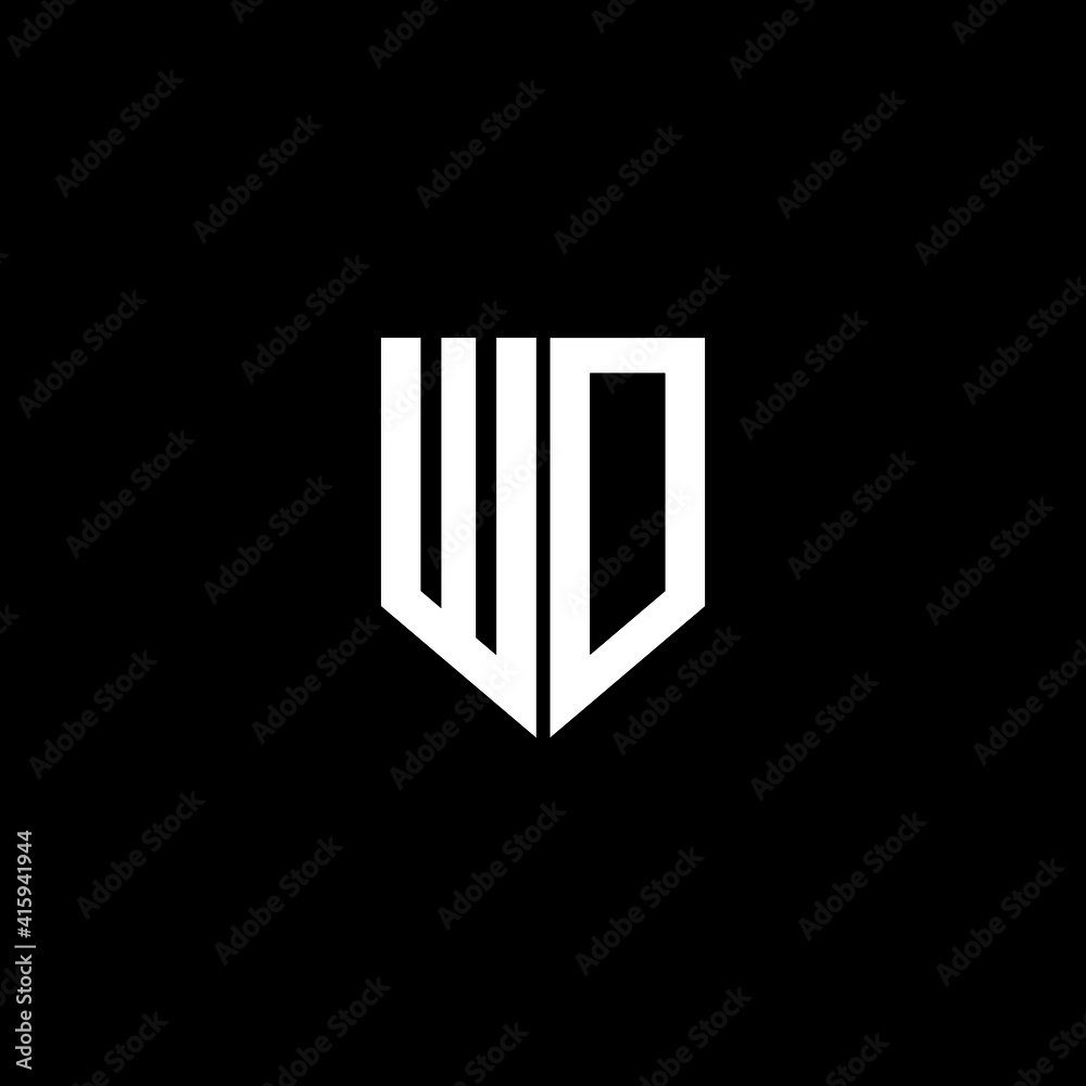 Vecteur Stock WD letter logo design with black background in ...