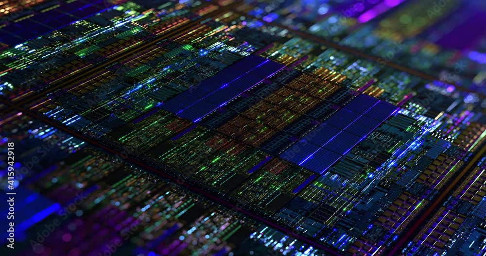 Iridescent Silicon Microchip Computer Wafer. 7nm, 5nm and 3nm ...