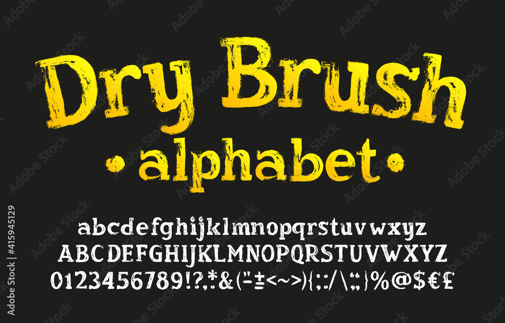 Dry Brush alphabet font. Hand drawn uppercase and lowercase letters ... Dry Brush alphabet font. Hand drawn uppercase and lowercase letters ...