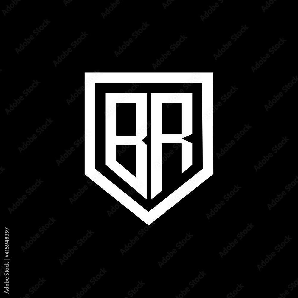 BR letter logo design with black background in illustrator, vector logo ...