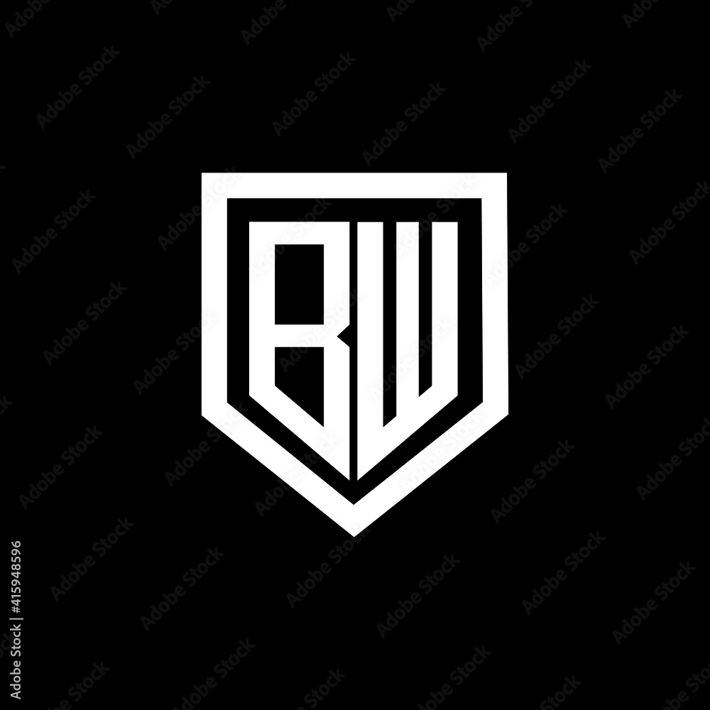 BW letter logo design with black background in illustrator, vector logo ...