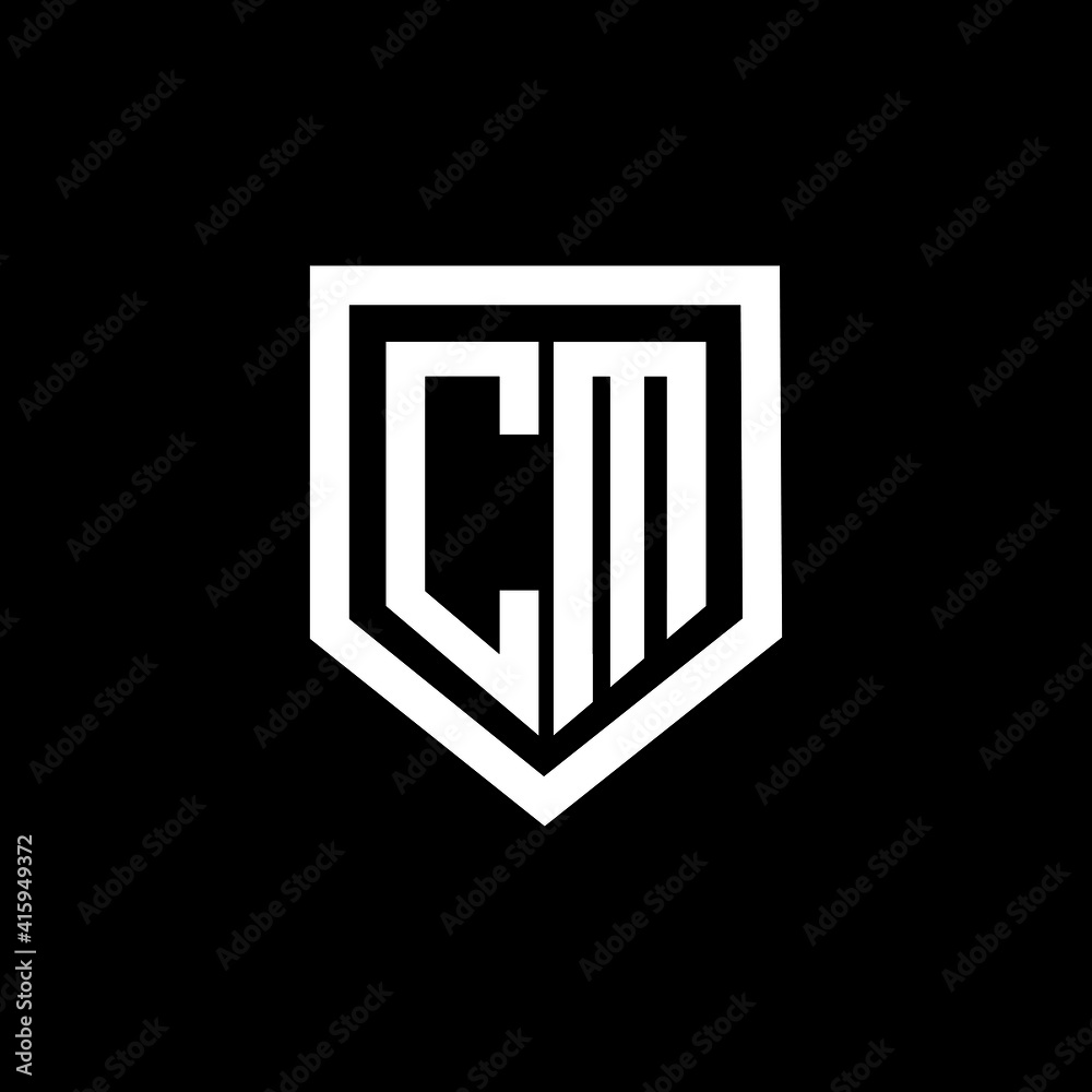 CM letter logo design with black background in illustrator, vector logo ...