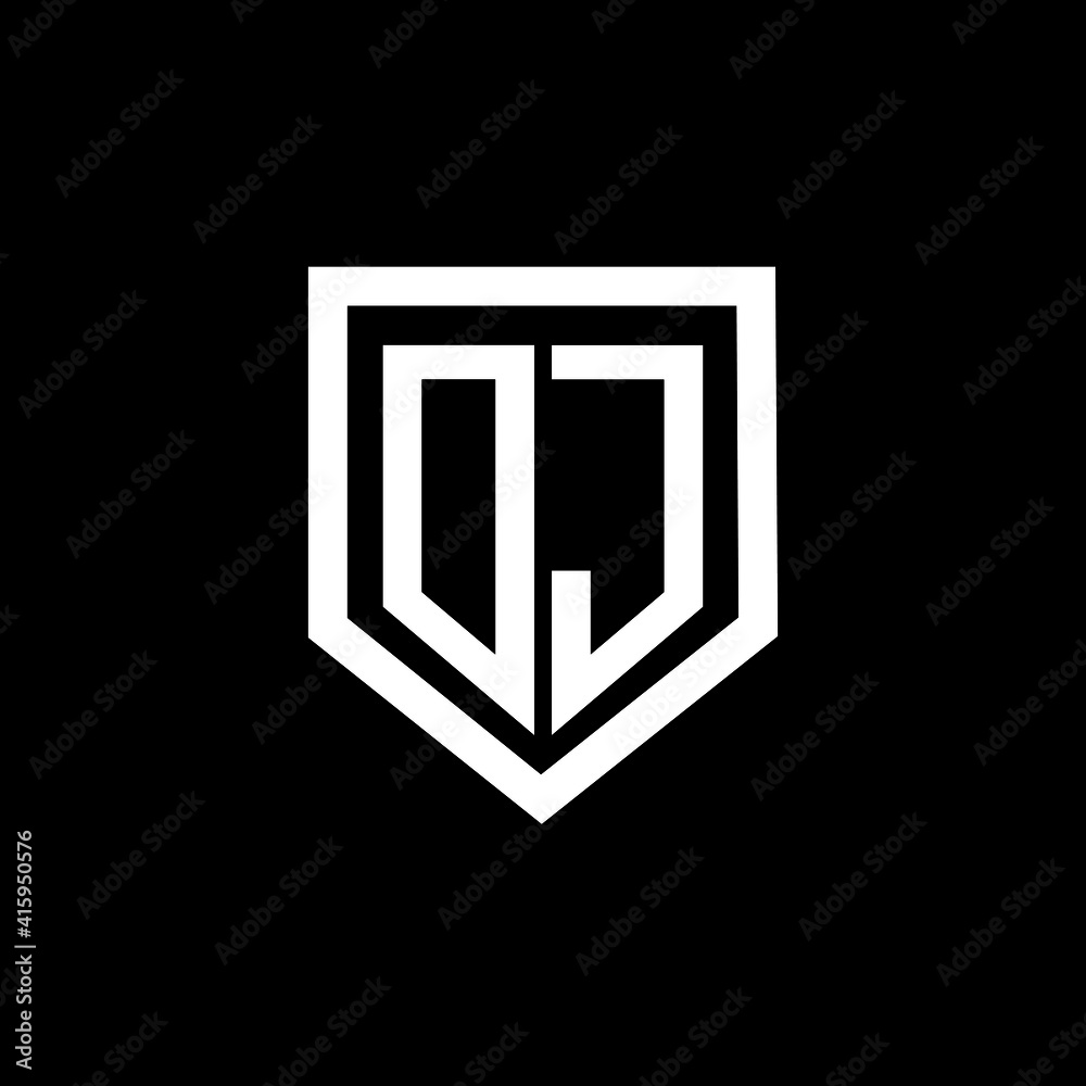 DJ letter logo design with black background in illustrator, vector logo ...