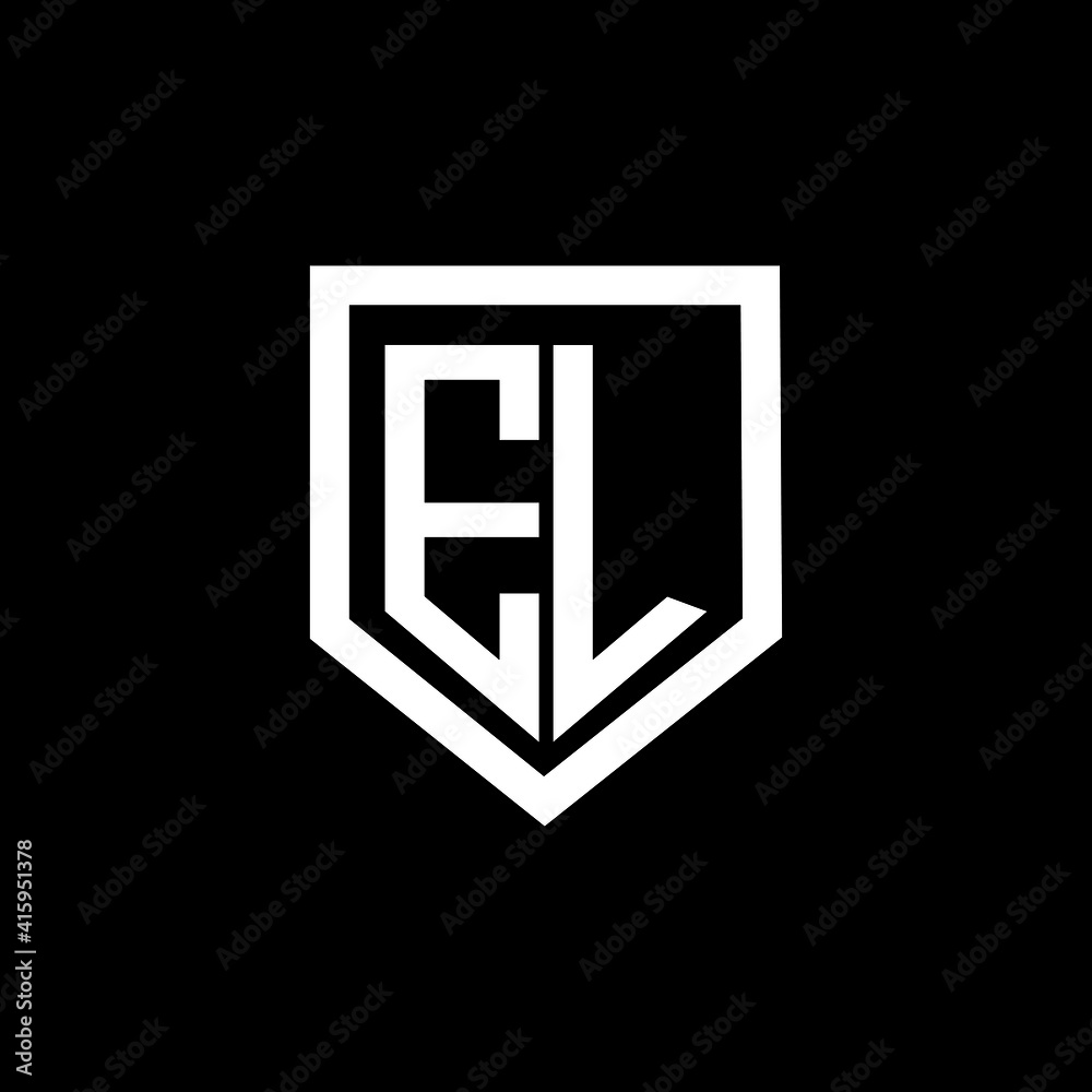 EL letter logo design with black background in illustrator, vector logo ...