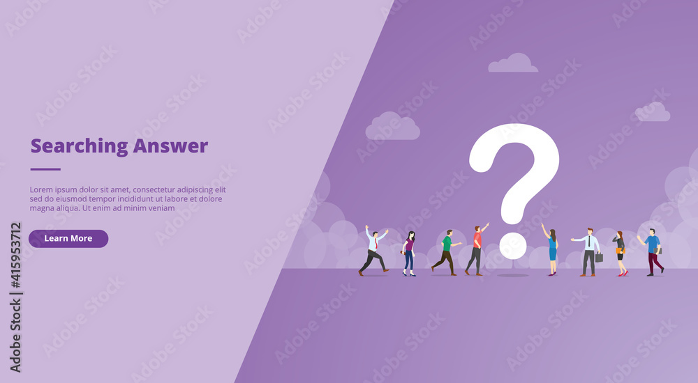 searching or search for answers concept for website design template ...
