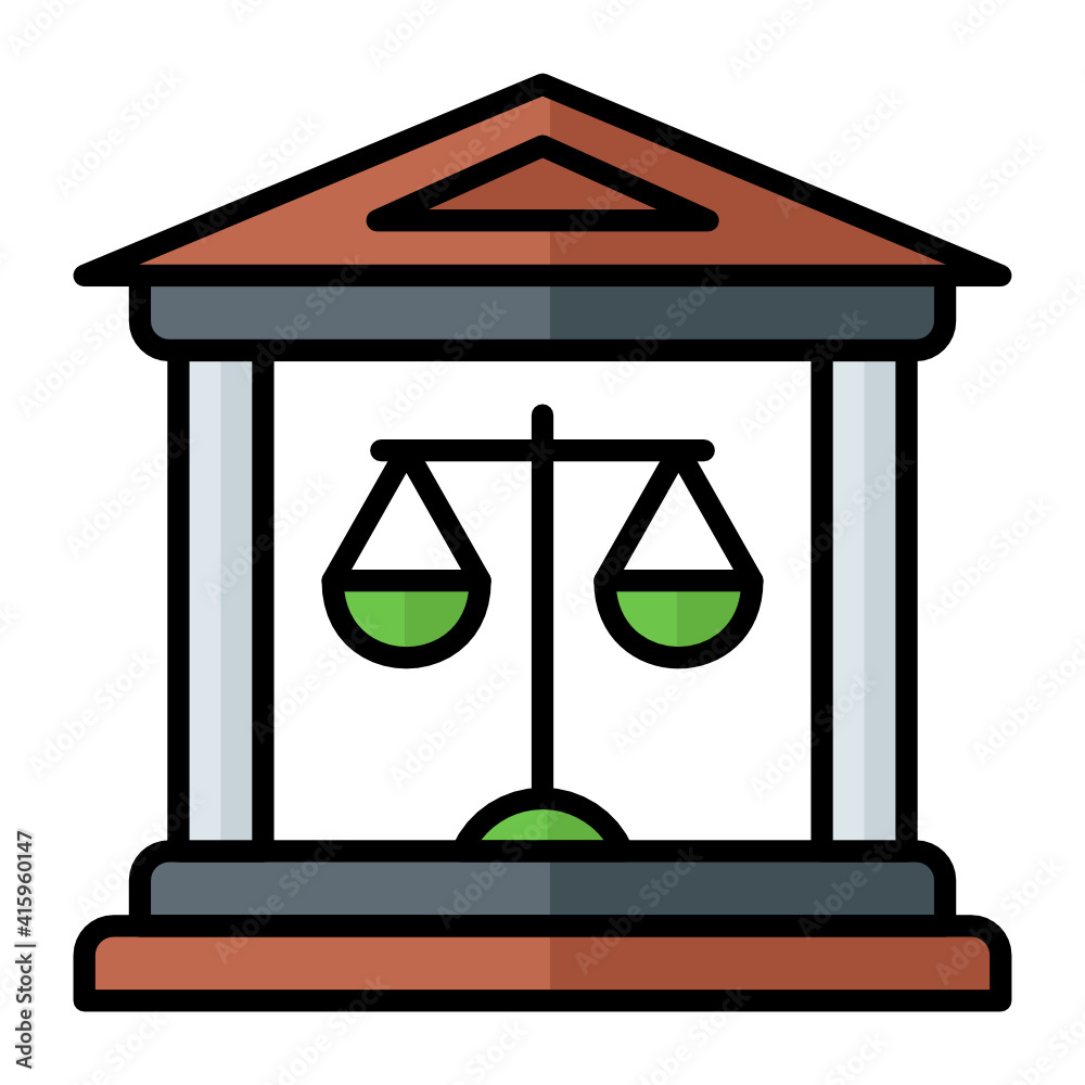Court of Justice Vector color Icon Design, Law Chambers Concept ...