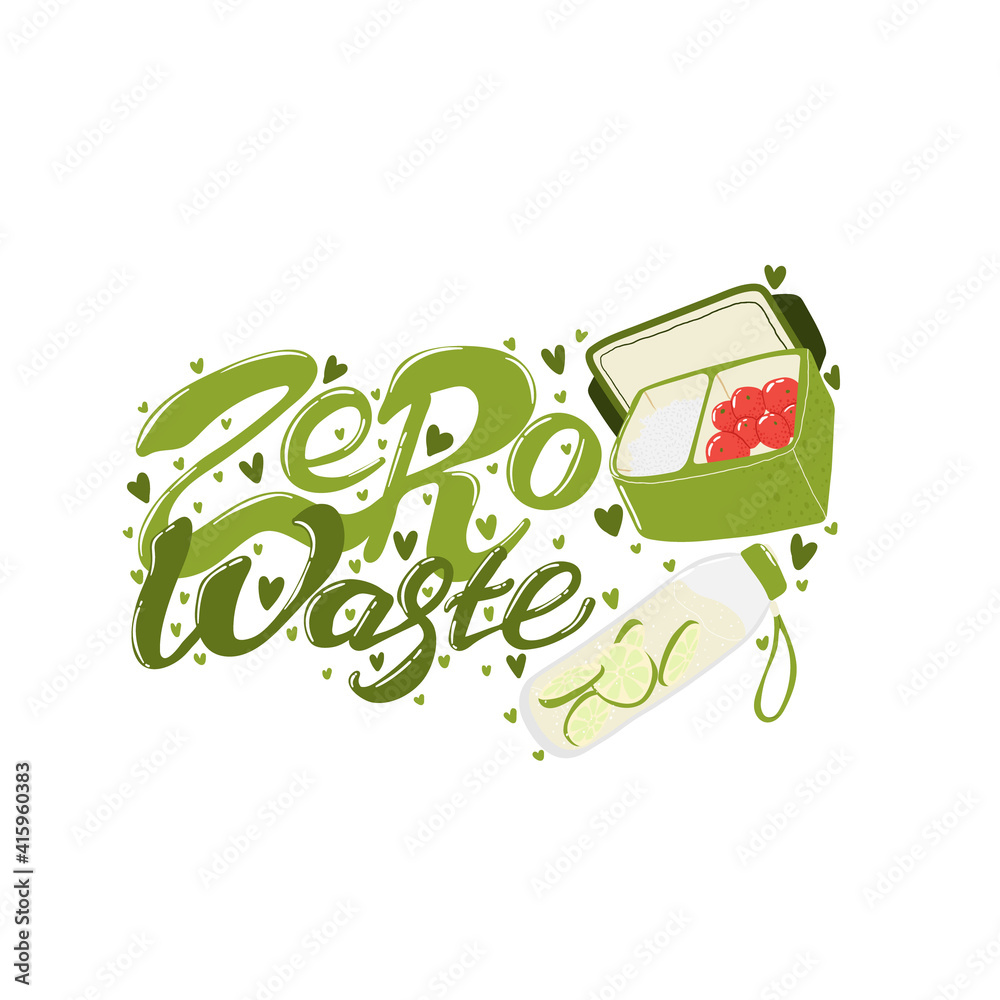 Inspirational quote slogan zero waste, for eco friendly lifestyle ...