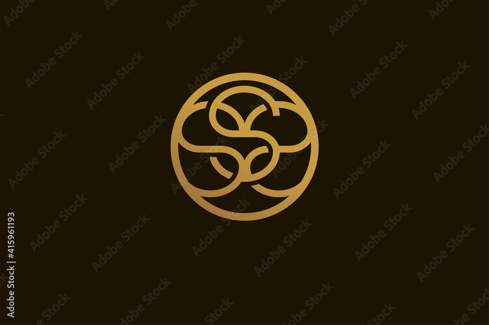 initials SSS logo, gold monogram rounded line style, usable for brand ...