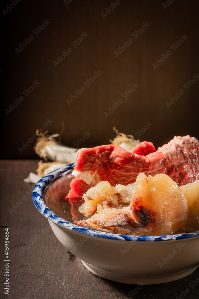 Freshly cut sirloin and beef tendon Stock Photo | Adobe Stock