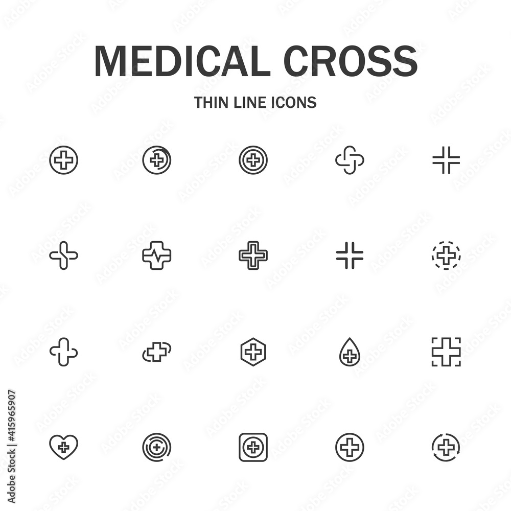 Medical cross line icon set. Stock Vector | Adobe Stock