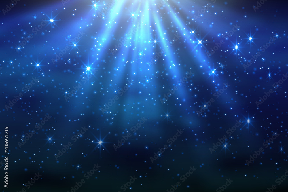 Cosmic space dark sky background with blue bright shining stars nebula ...