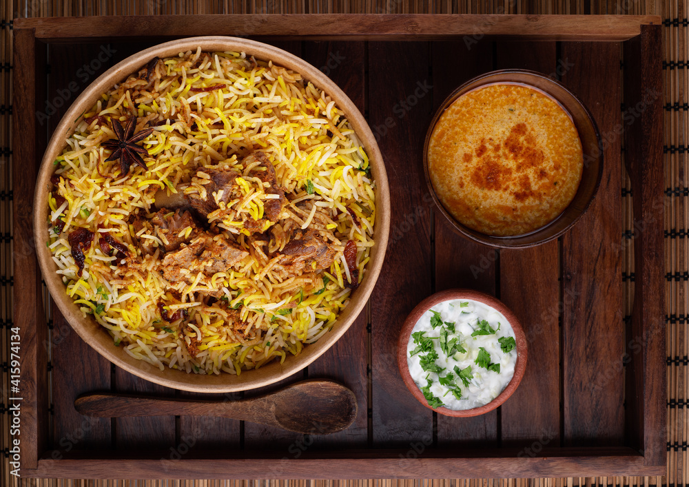 Mutton biryani top view Stock Photo | Adobe Stock