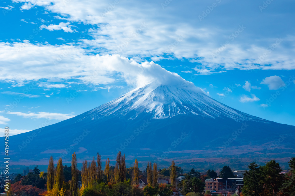 Mount Fujiyama in Japan. Mount Fuji view. Volcano near Fujikawagachiko ...