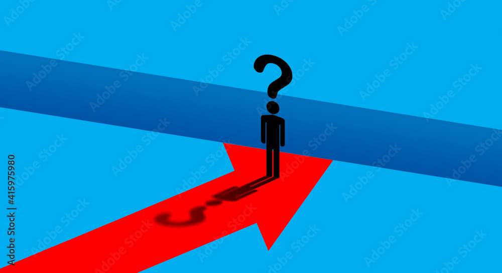 Overcoming obstacles.Person does not know how to overcome an obstacle ...