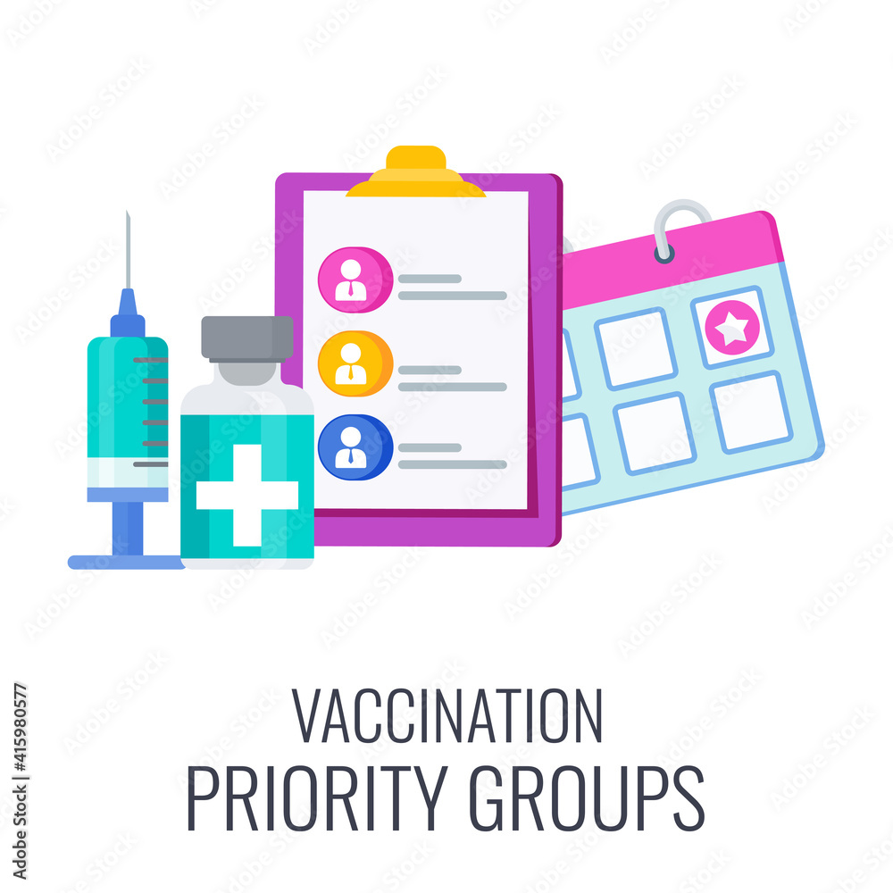 Vaccination schedule. Doctor with huge syringe and dose of vaccine ...