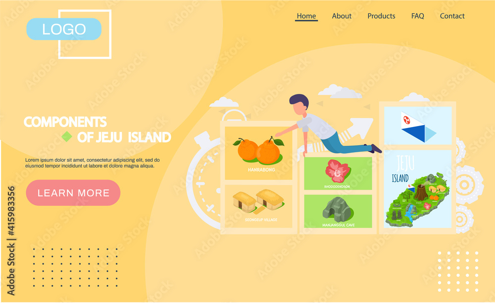 Elements of Jeju Korean island poster. Travel to South korea. Welcome ...