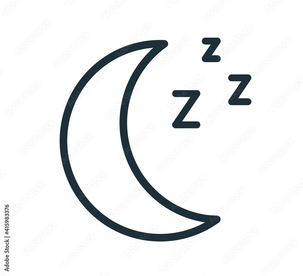 Simple icon in line art style with half moon or waning crescent. Symbol ...