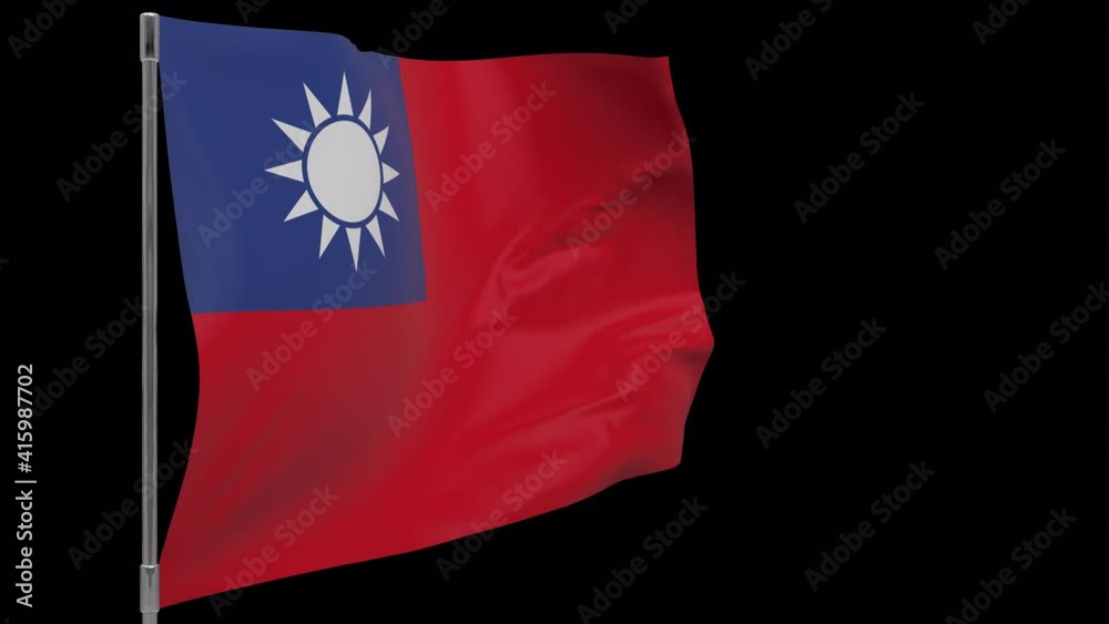 Taiwan waving flag seamless loop animation. 4k Alpha Channel ...