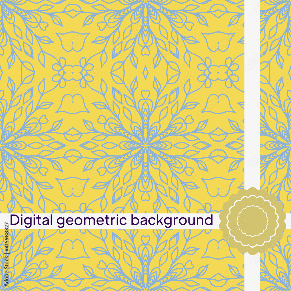 mirror seamless pattern with abstract floral and leave style. Repeating ...