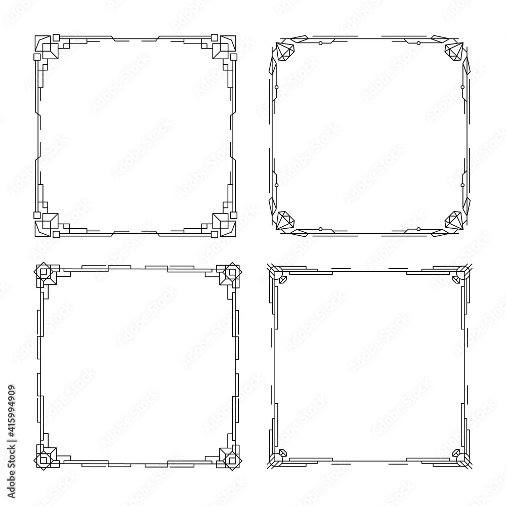 Set of Art deco borders and frames. Line vintage geometric pattern ...
