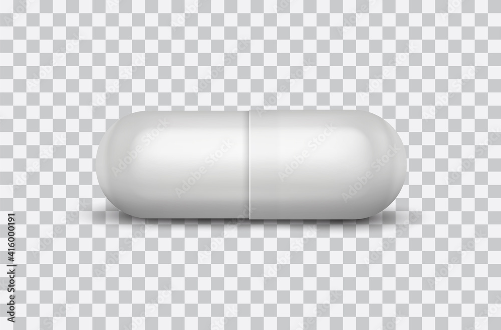 Vector realistic capsule pill with shadow isolated on transparent ...