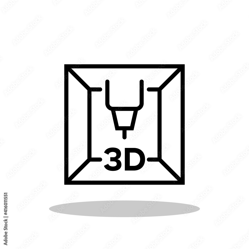 3D Printer icon in flat style. 3D printer symbol for your web site ...