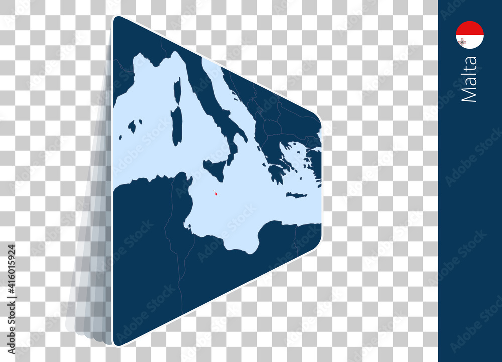 Malta map and flag on transparent background. Stock Vector | Adobe Stock