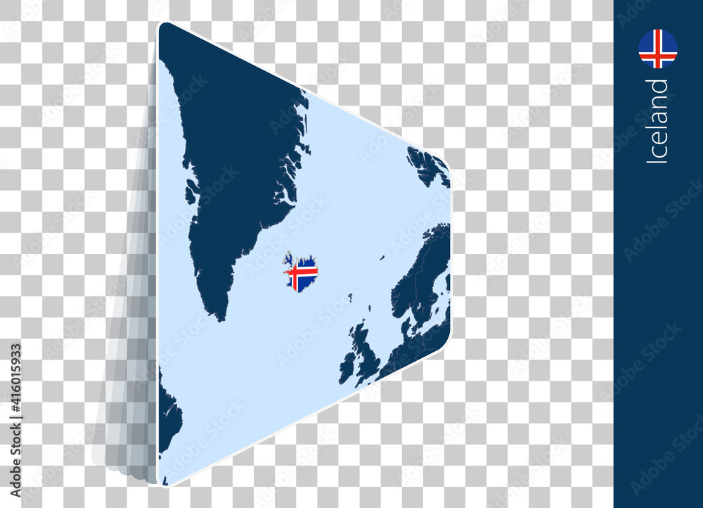 Iceland map and flag on transparent background. Stock Vector | Adobe Stock