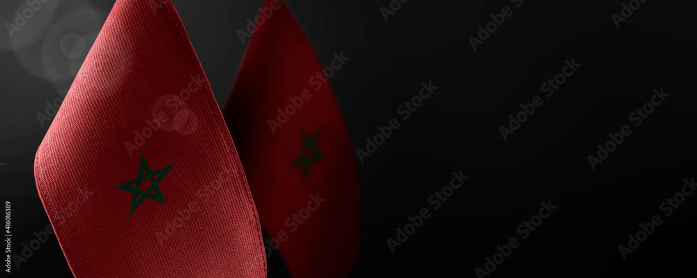 Small national flags of the Morocco on a dark background Stock Photo ...