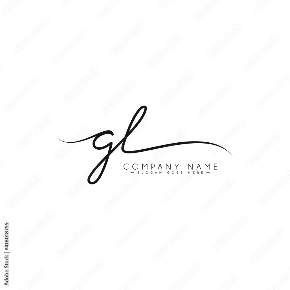 Initial Letter GL Logo - Handwritten Signature Style Logo Stock Vector ...
